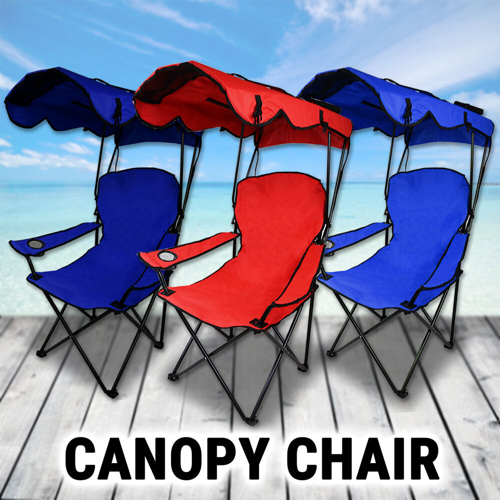 Canopy Chair Foldable W/ Sun Shade Beach Outdoor Camping Folding Fishing