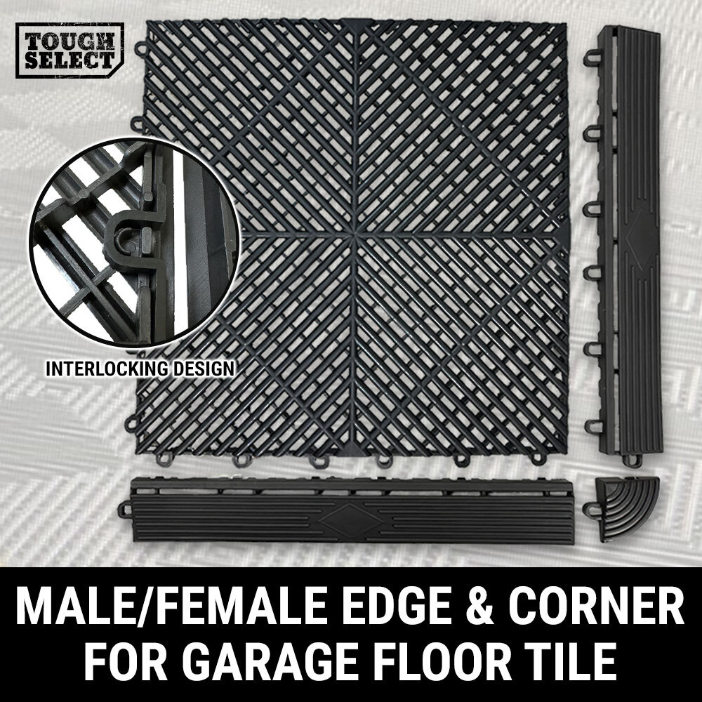 Ramp Edge Female/Male/Corner For Garage Floor Tiles DIY Slope Instant ...